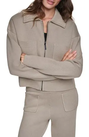 Dkny Essentials Zip Up Sweater Jacket Putty