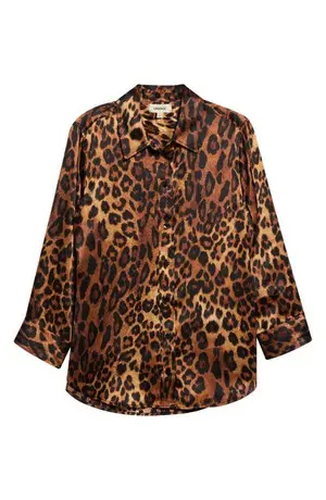 L'AGENCE Dani Silk Leopard Print Shirt