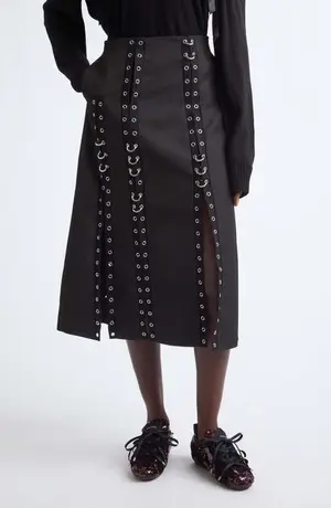 Simone Rocha Grommet Ring Sculpted Ripple Midi Skirt