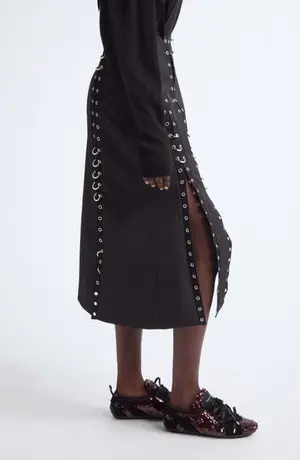 Simone Rocha Grommet Ring Sculpted Ripple Midi Skirt