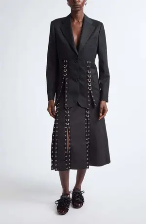 Simone Rocha Grommet Ring Sculpted Ripple Midi Skirt