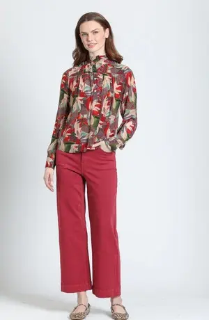 APNY Ruffle Half Placket Top