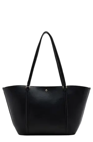 Mango Faux Leather Shopper Tote - Black