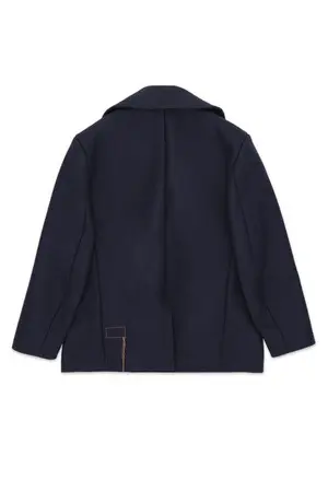 FORTELA Peacot Double Breasted Wool Blend Coat - Blue