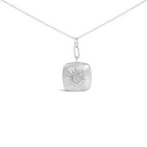 HAUS OF BRILLIANCE Sterling 1/2 Cttw Diamond Sunburst Medallion Pendant Necklace - Silver
