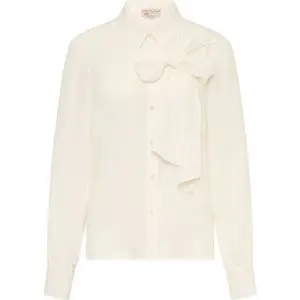 MAISON COMMON Long Sleeve Blouse With Bow Detail - Ecru
