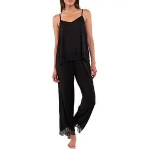 Flora Nikrooz Sarafina Lace Trim Jersey Pajamas Black