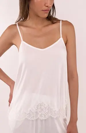 Flora Nikrooz Sarafina Lace Trim Jersey Pajamas - Ivory