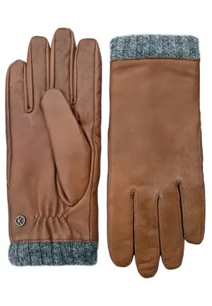 KESSLER Leather Gloves With Knitted Cuff And Touch Function