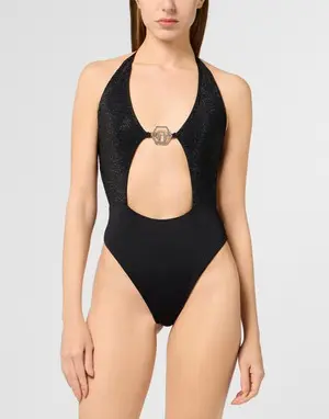 Philipp Plein Monokini Monogram Strass - Black