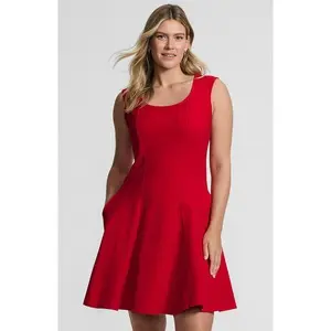 LANDS' END Starfish Scoop Neck Sleeveless Mini Dress Compass Red
