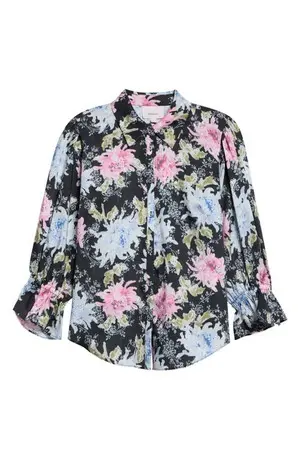 Cinq À Sept Fiona Ikat Dahlia Three-quarter Sleeve Shirt