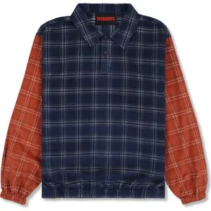 PLEASURES Colorblock Check Cotton Corduroy Shirt