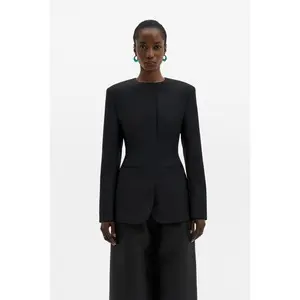 MALINA Carol Collarless Wool Silk Blazer