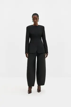MALINA Carol Collarless Wool Silk Blazer