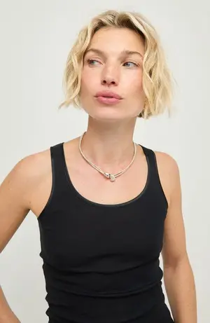 UNODE50 Tone Beaded Necklace With Drop Detail