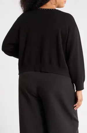 SUGARLIPS Dome Rivet Crewneck Cardigan