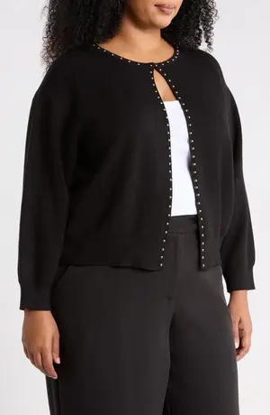 SUGARLIPS Dome Rivet Crewneck Cardigan