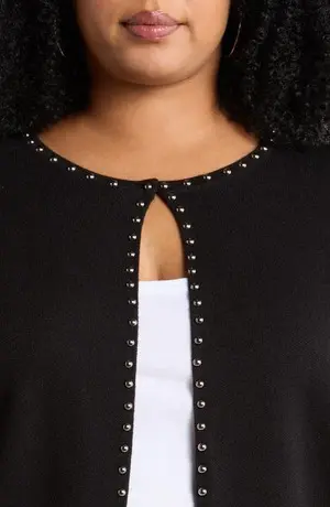 SUGARLIPS Dome Rivet Crewneck Cardigan