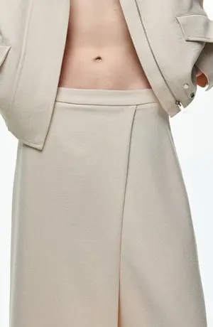 Mango Tamar Wrap Front High Waist Straight Leg Pants