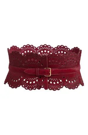 Alaïa Vienne Calf Hair Wide Bustier Belt - Cerise