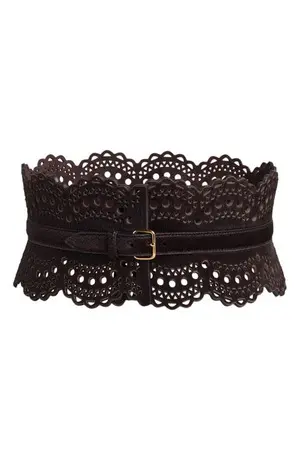 Alaïa Vienne Calf Hair Wide Bustier Belt - Chocolate
