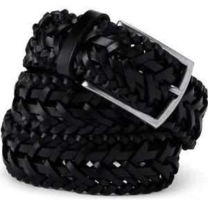 LANDS' END Leather Braid Belt - Black