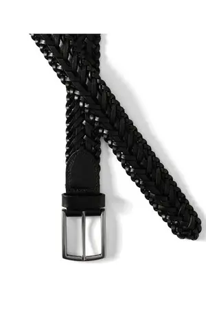 LANDS' END Leather Braid Belt - Black