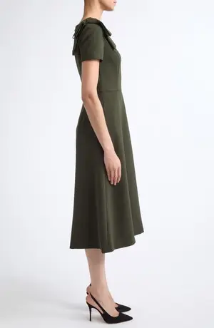 Carolina Herrera Bow Shoulder A-line Midi Dress