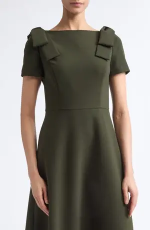 Carolina Herrera Bow Shoulder A-line Midi Dress