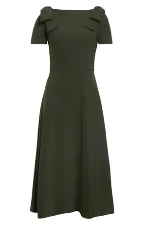 Carolina Herrera Bow Shoulder A-line Midi Dress