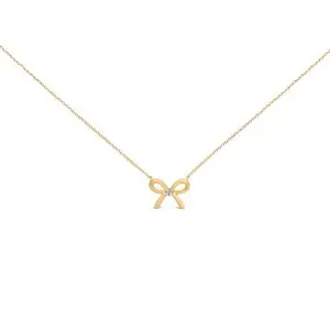 HAUS OF BRILLIANCE Gold Vermeil Diamond Accent Bow Tie Pendant Necklace - Silver