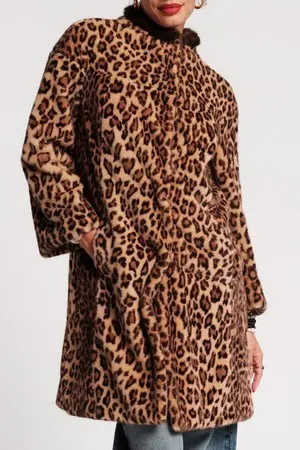 FRANCES VALENTINE Dame Coat Leopard - Yellow/brown