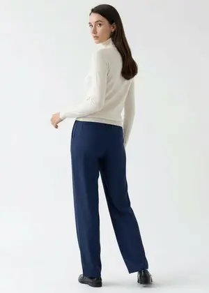 EXQUISE Elastic Waist Drawstring Regular Pants