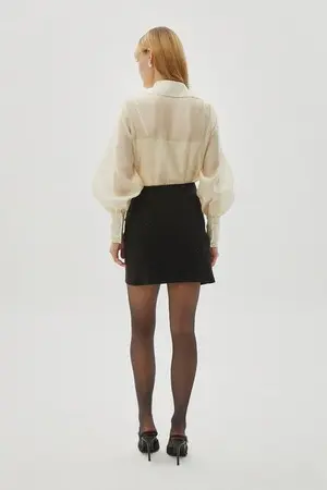 EXQUISE Ruffle Trim Embellished Mini Skirt