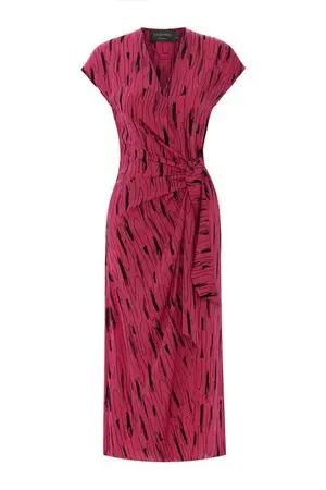 EXQUISE Off Shoulder Belted Wrap Dress