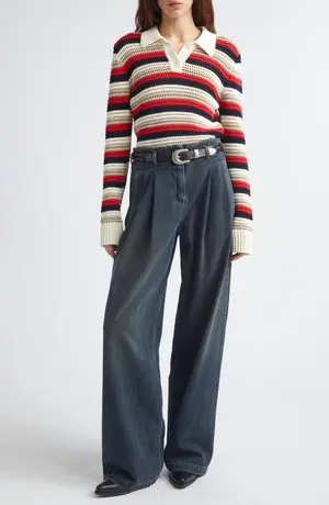 GOLDEN GOOSE Journey Pleated Wide Leg Jeans