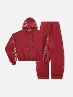 AELFRIC EDEN Boxy Embroidery Hoodie Sets - Red