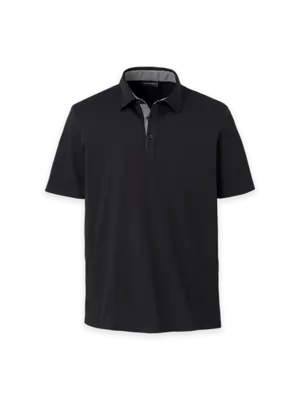 PAUL FREDRICK Mercerized Cotton Three Button Polo Black