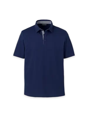 PAUL FREDRICK Mercerized Cotton Three Button Polo Navy