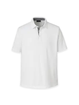 PAUL FREDRICK Mercerized Cotton Three Button Polo - White