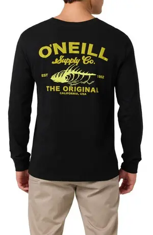O'Neill Scholar Long Sleeve Cotton Graphic T-shirt - Black