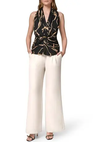 Donna Karan New York Ruched Hardware Top - Blk/fawn