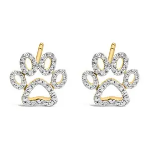 HAUS OF BRILLIANCE Gold Vermeil Diamond Accent Pet Paw Earring - Silver