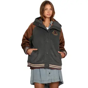 BELLE & BLOOM Remix Bomber Varisty Jacket - Grey
