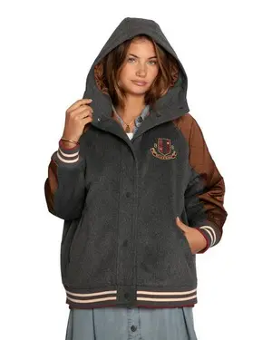 BELLE & BLOOM Remix Bomber Varisty Jacket - Grey