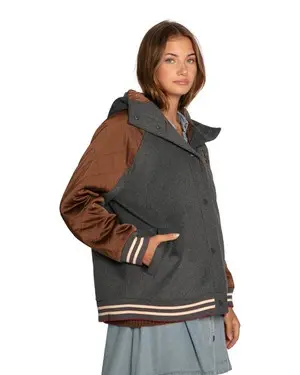 BELLE & BLOOM Remix Bomber Varisty Jacket - Grey