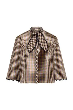 MAISON COMMON Vichy Tafeta Blouse With Bow Tie