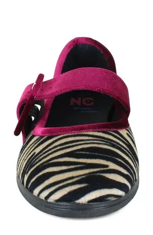 NATIONAL COMFORT Animal Print Mary Jane Flat - Zebra Fabric