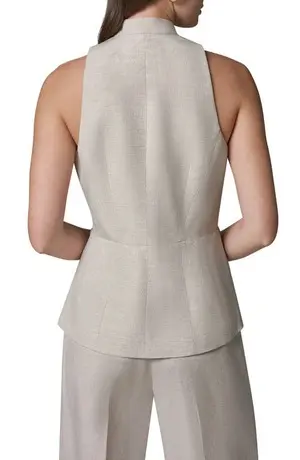 Donna Karan New York Collarless Linen Blend Vest